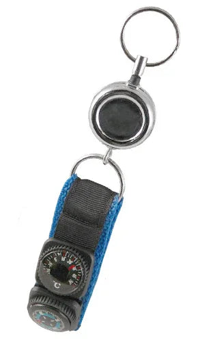 Metal Round Pull Key Reel with Compass and Thermometer – Retractable Reels